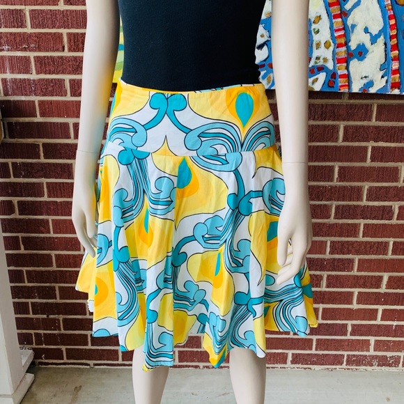 Cache | Skirts | Cach Summer Full Skirt With Vibrant Print | Poshmark